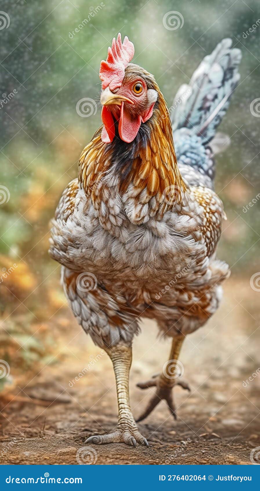 Running Funny Chicken at Spring. Generative Ai Stock Illustration ...
