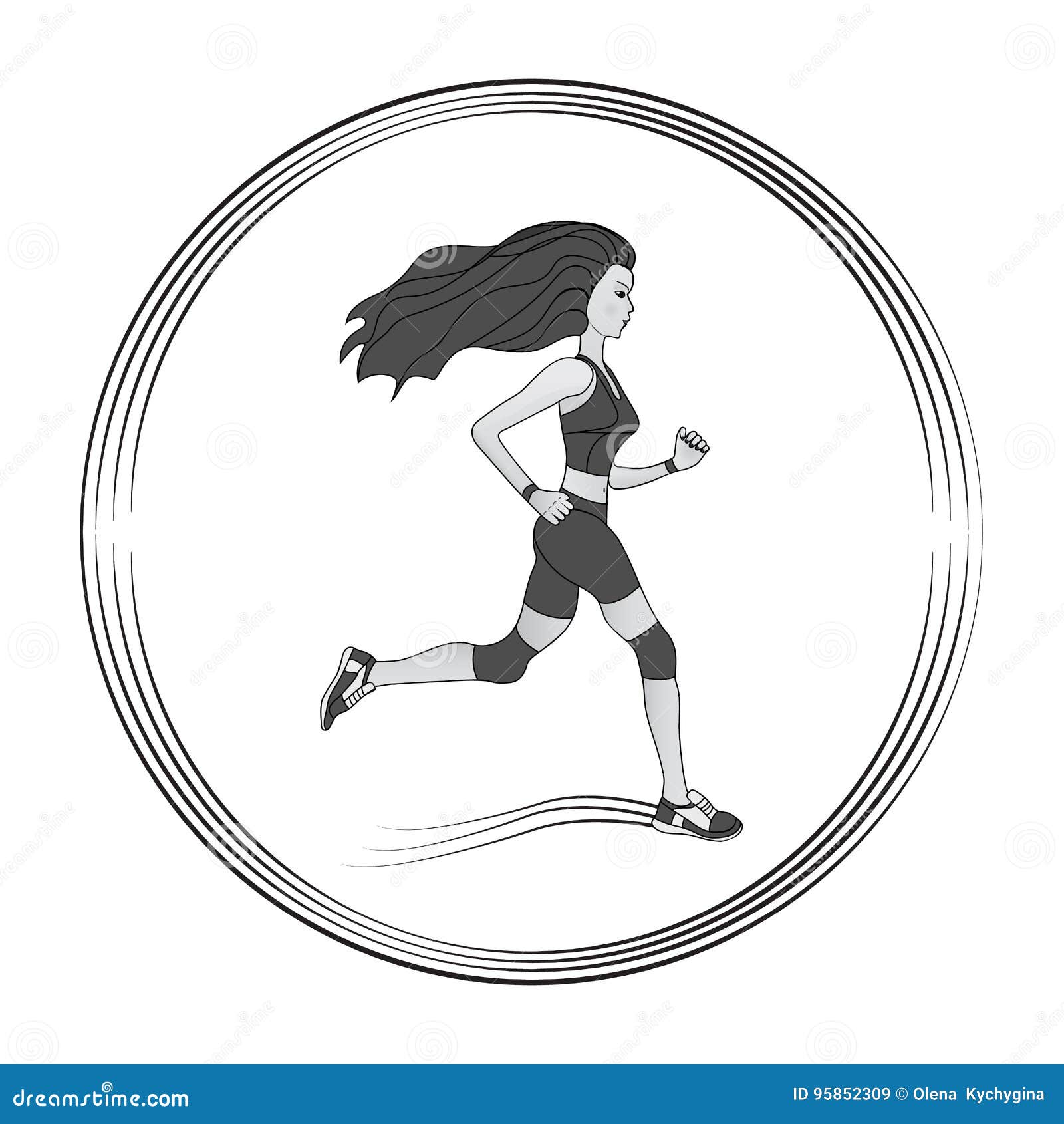 Running Girl in Circle Logo Stock Illustration - Illustration of female ...