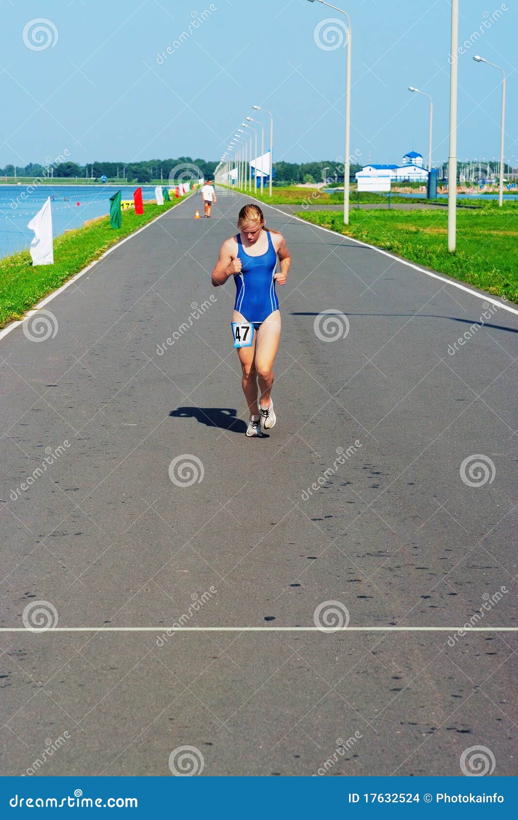 The Running Girl on Competitions Stock Photo - Image of road ...