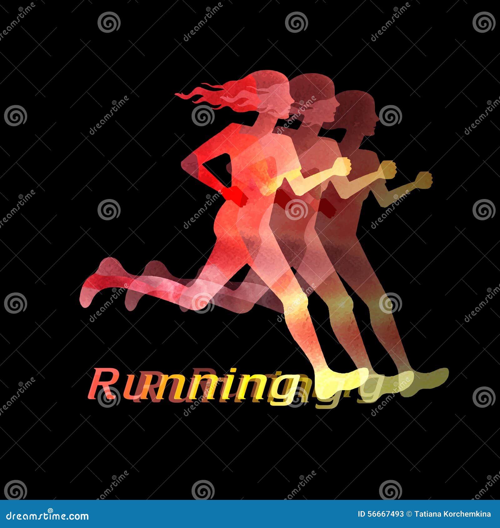 Running girl stock vector. Illustration of athlete, fitness - 56667493