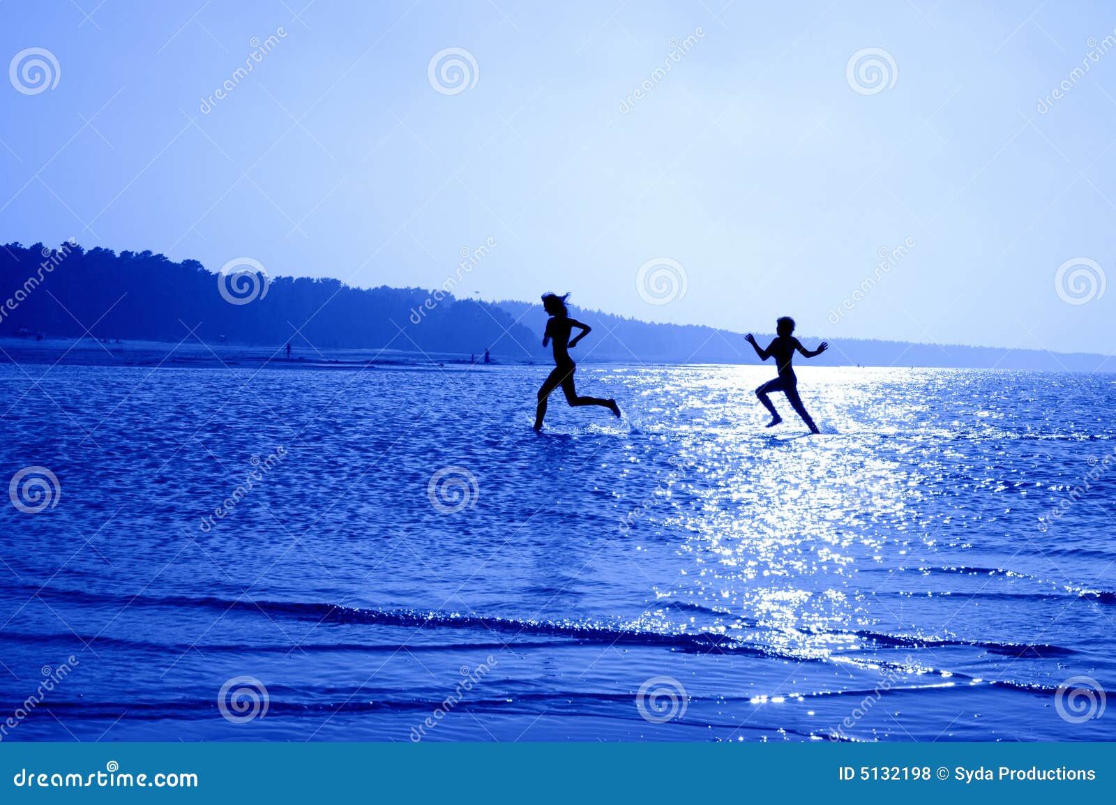 Running girls in blue #2 stock photo. Image of alluring - 5132198