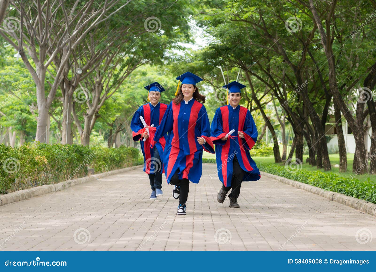 Running graduates stock photo. Image of running, asian - 58409008