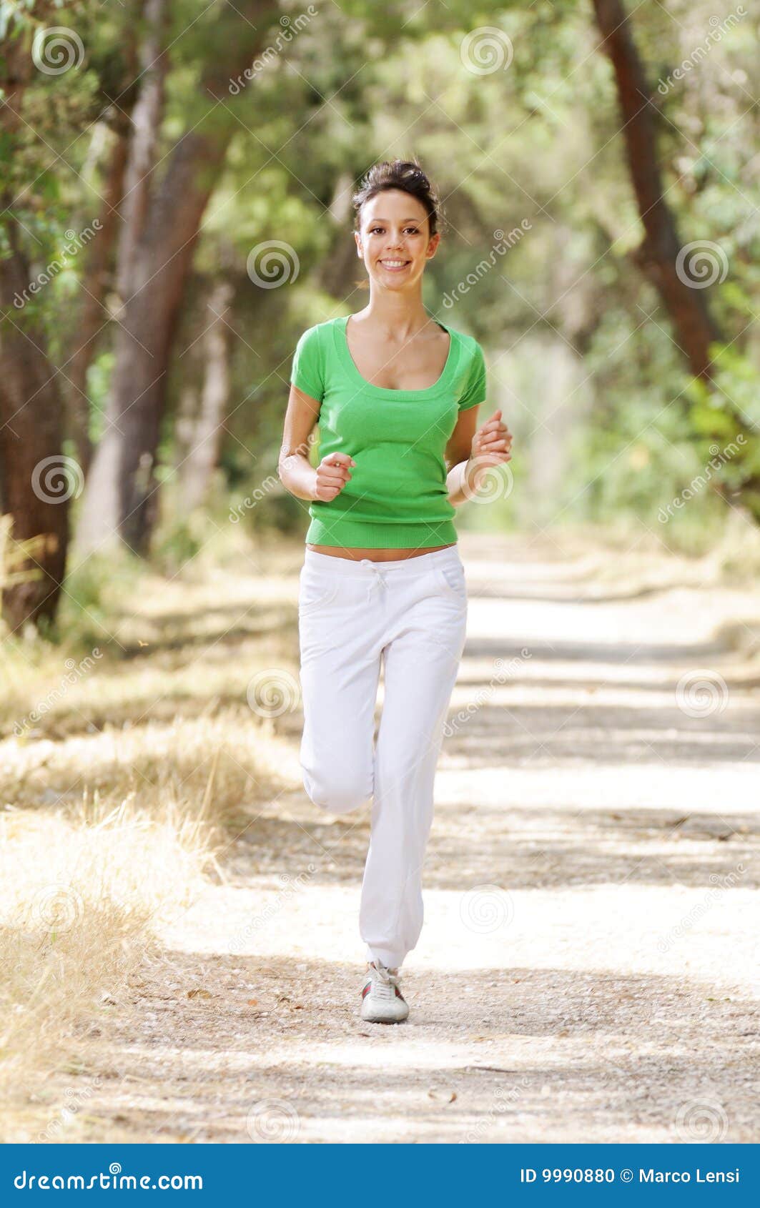 Running in green forest stock photo. Image of beautiful - 9990880