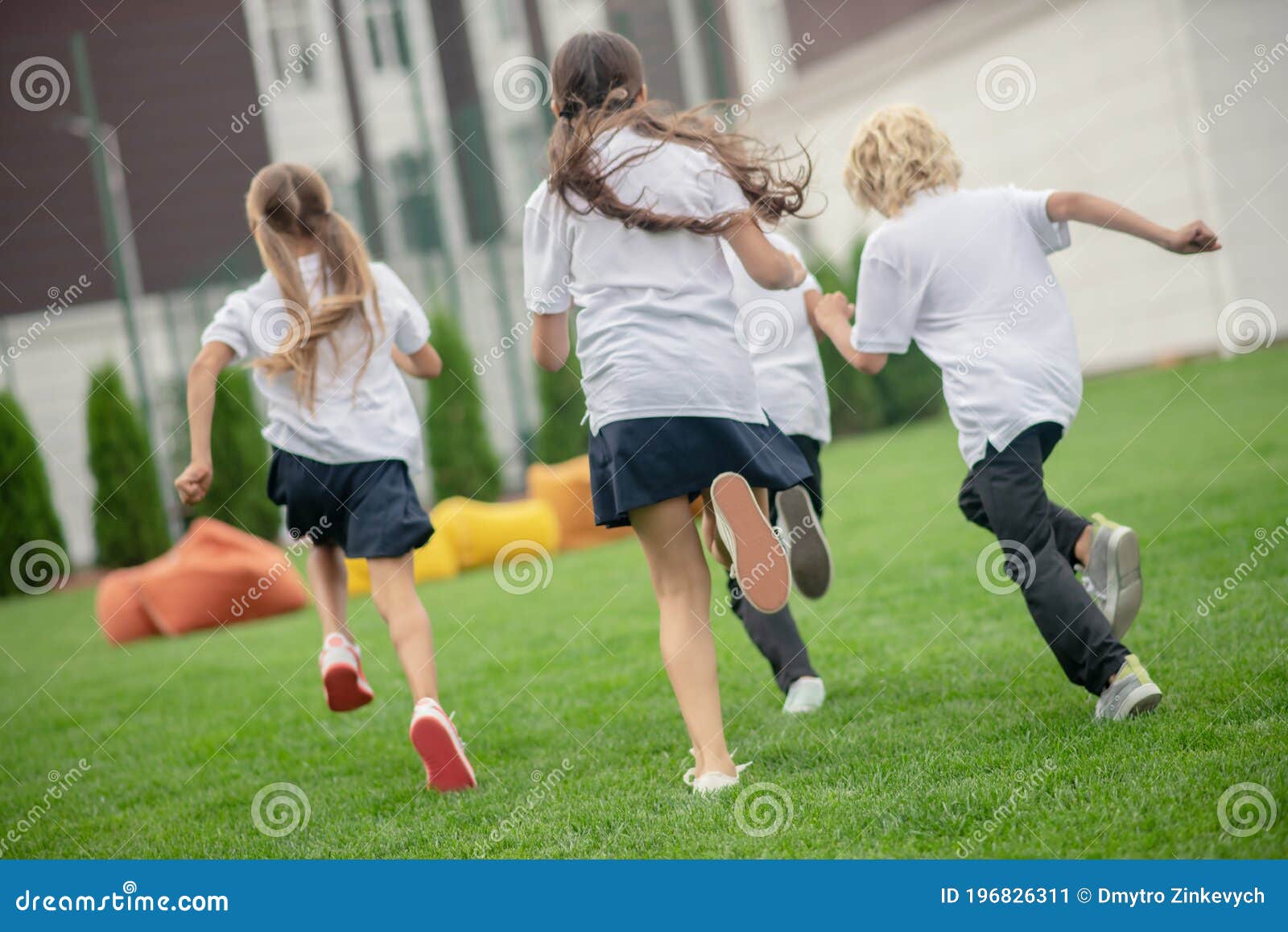 Group of Teens Having a Running Competition Stock Image - Image of ...