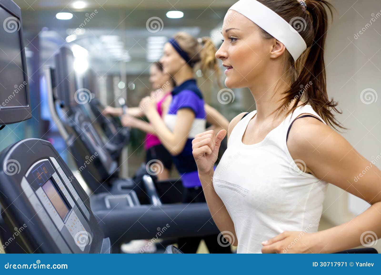 Running in gym stock image. Image of muscular, group - 30717971