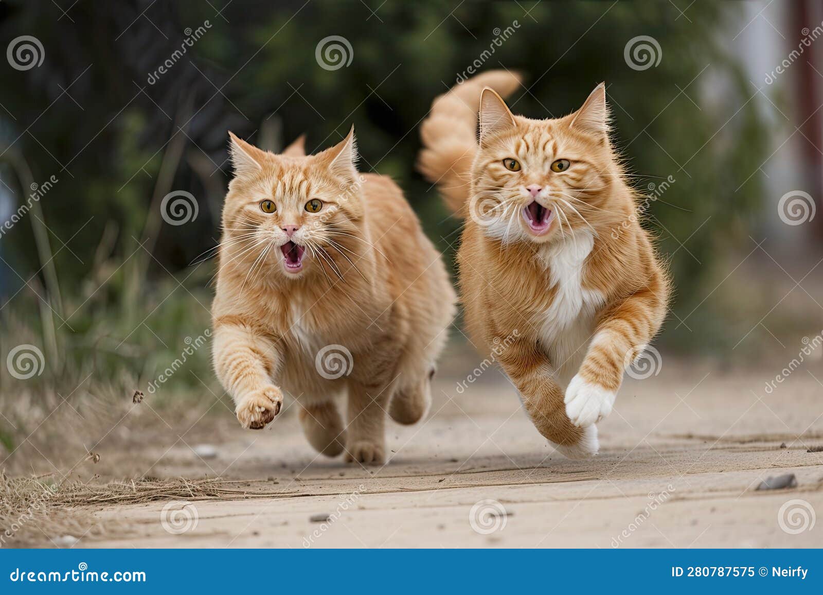 Running happy cats stock illustration. Illustration of happy - 280787575