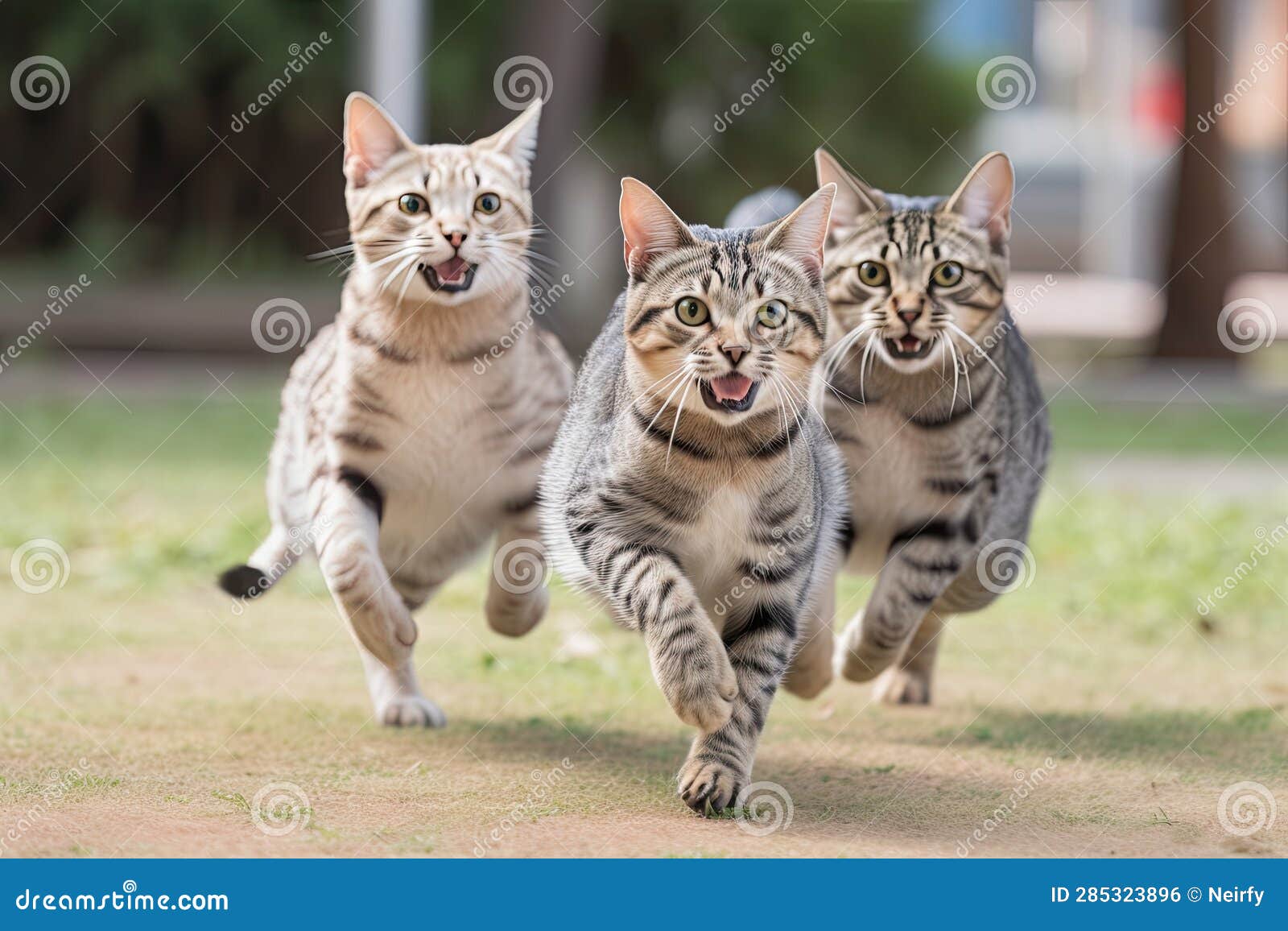 Running happy cats stock illustration. Illustration of nature - 285323896
