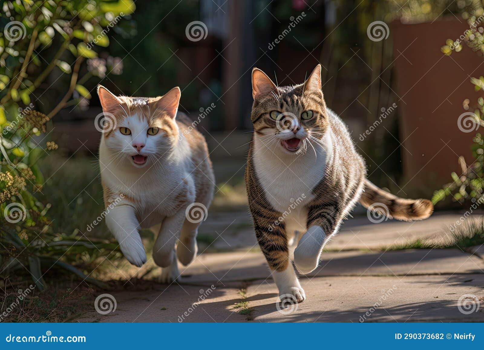 Running happy cats stock photo. Image of running, puppy - 290373682
