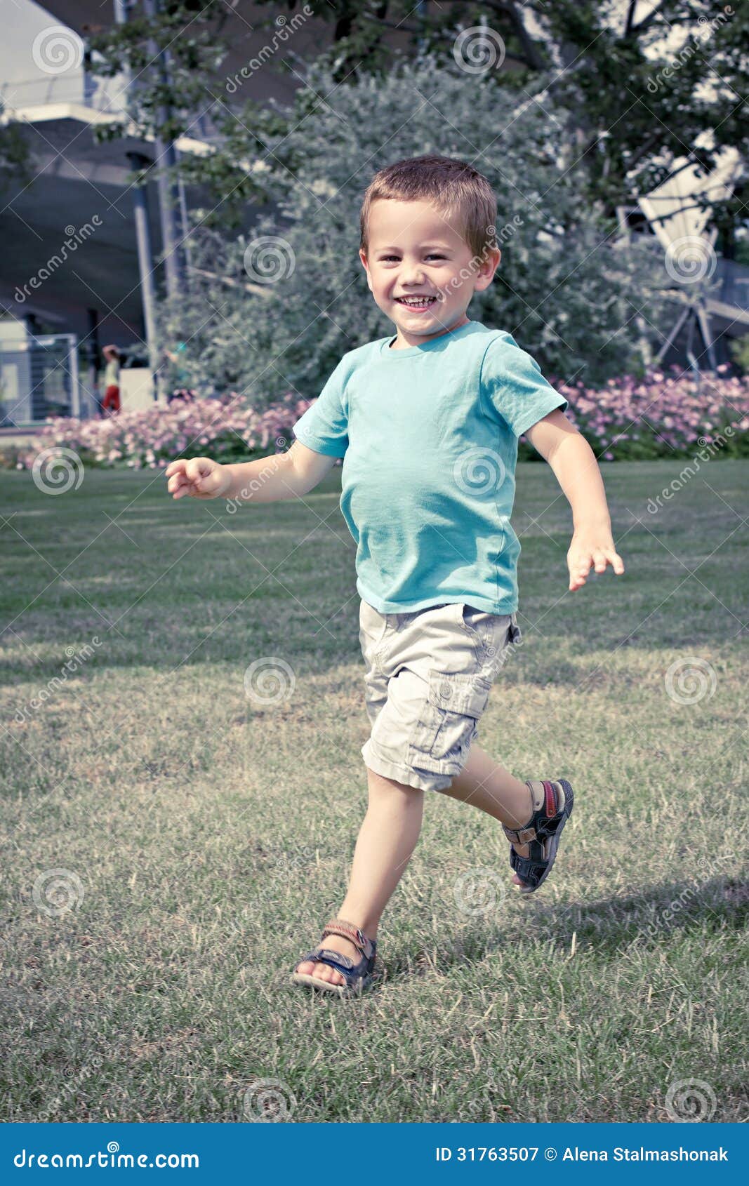 Running and happy stock image. Image of lawn, green, active - 31763507