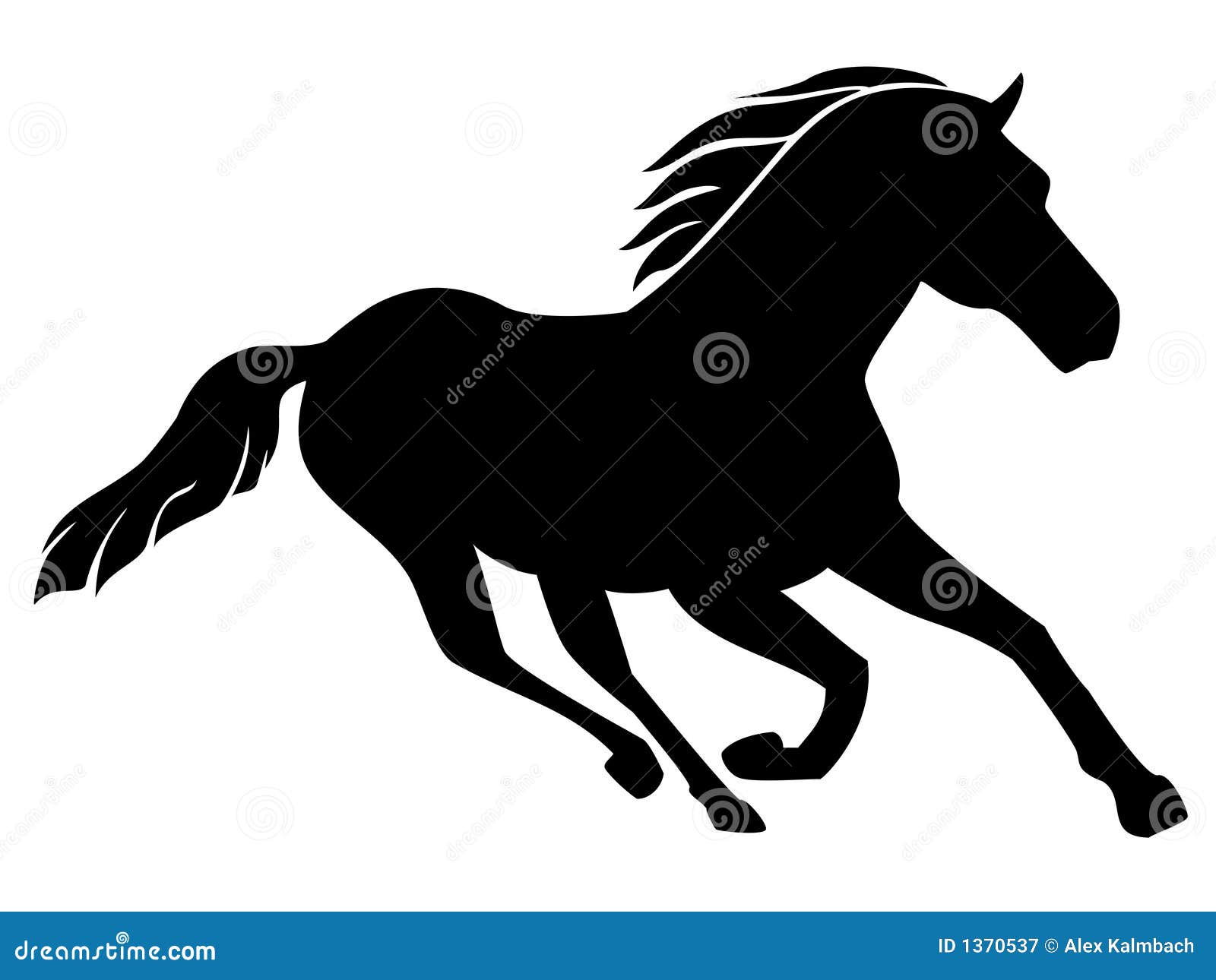 Running Horse. Black Stallion Side View. Isolated Vector Simple Image ...