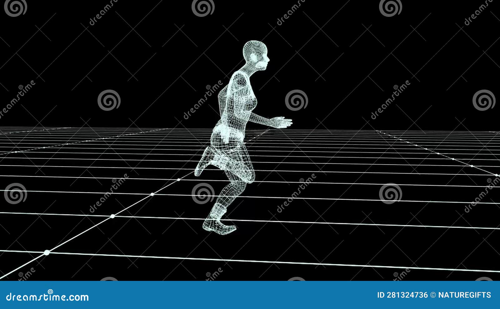Running Human Figure Digital Rendering with Transparent Background ...