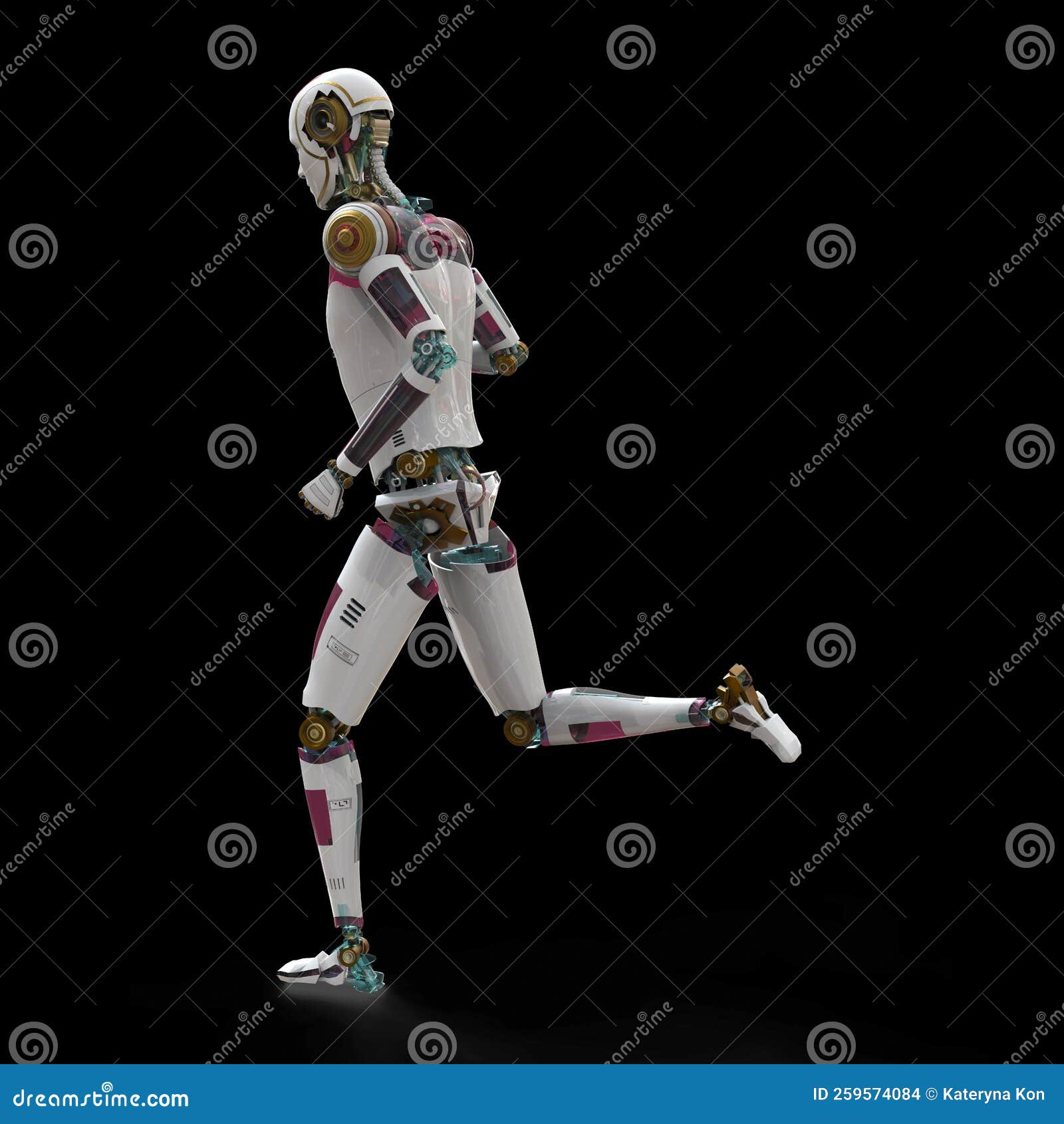 Humanoid Robot Running , 3D Illustration Stock Illustration ...
