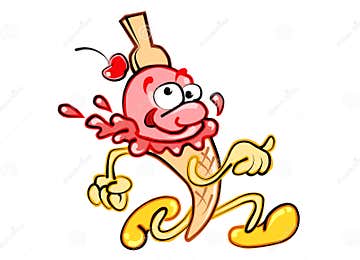 Running Ice Cream stock illustration. Illustration of humor - 1381113