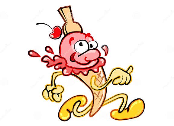 Running Ice Cream stock illustration. Illustration of humor - 1381113