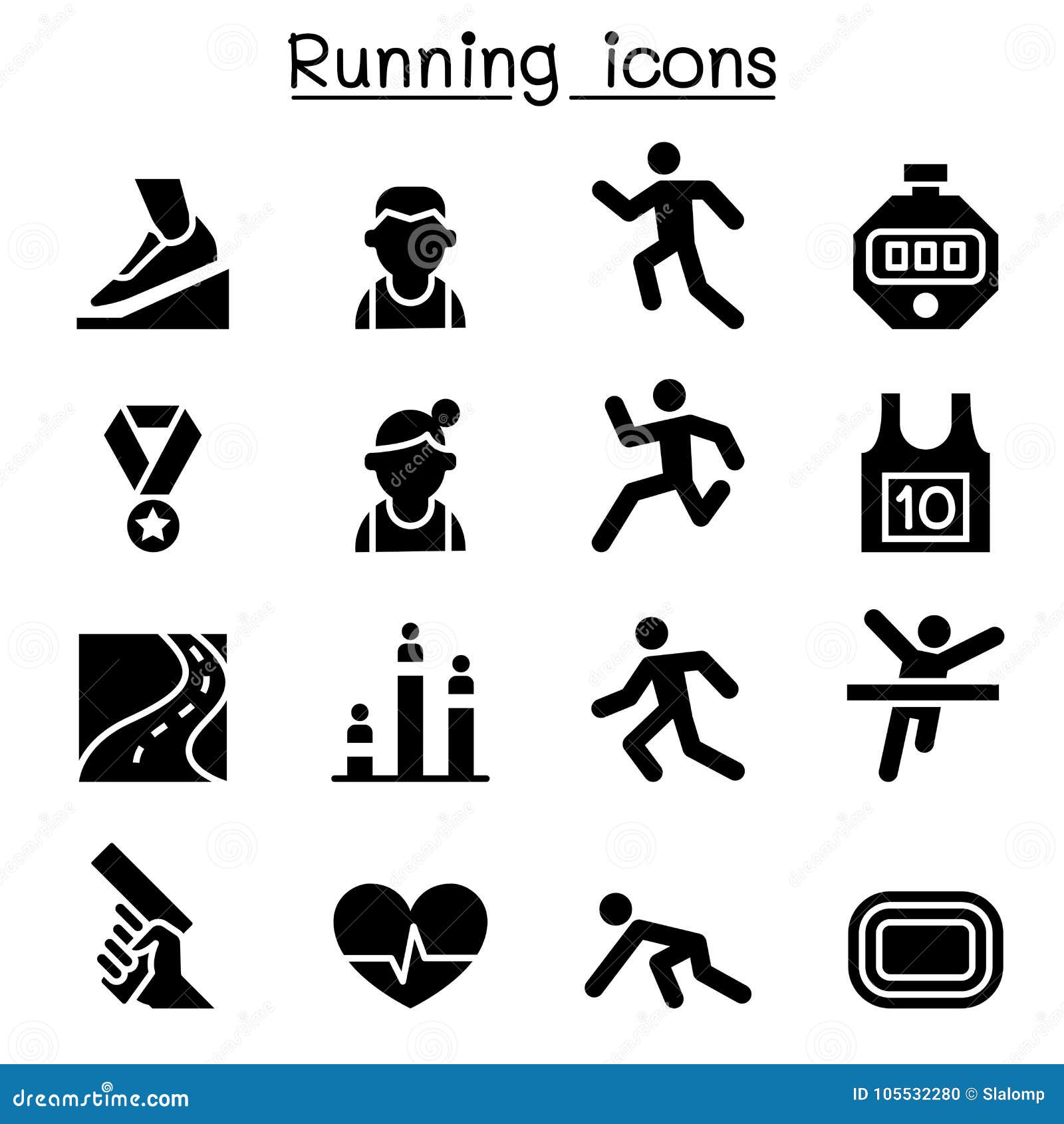 Running Icon Set Vector Illustration Stock Vector - Illustration of ...