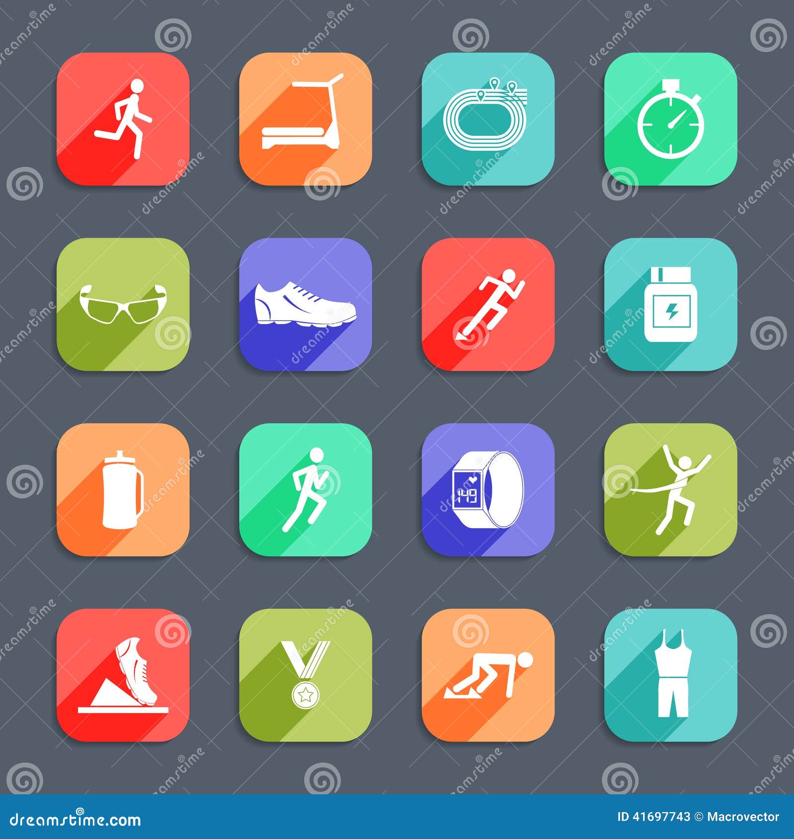 Running Icons Flat stock vector. Illustration of activity - 41697743