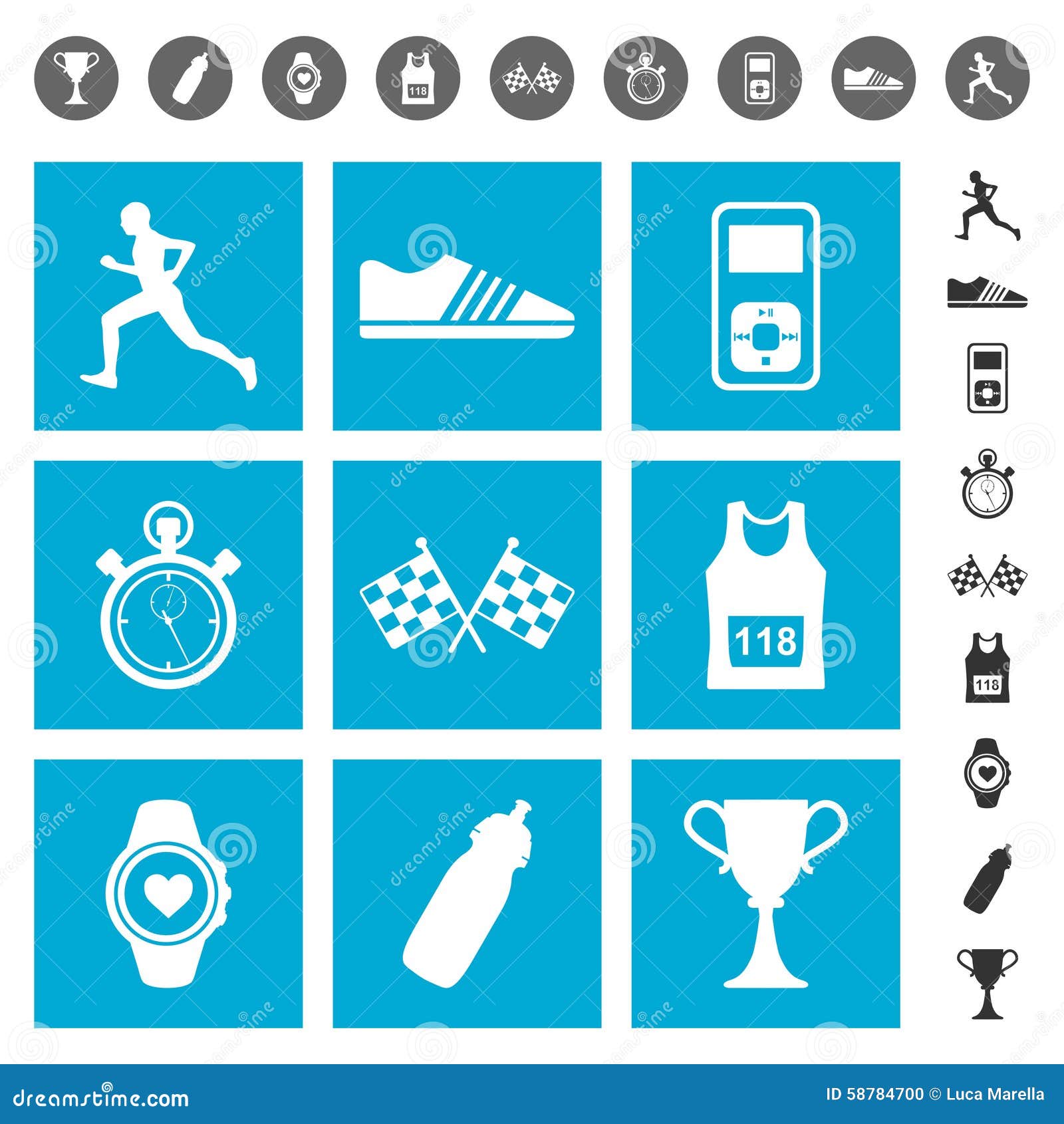 Running Man Icons With Motion Trails Vector Illustration ...
