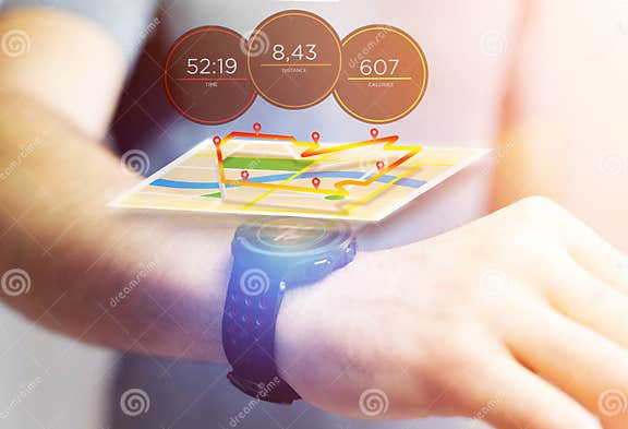 Running Interface on a Sport Smartwatch with Data Informations Stock ...