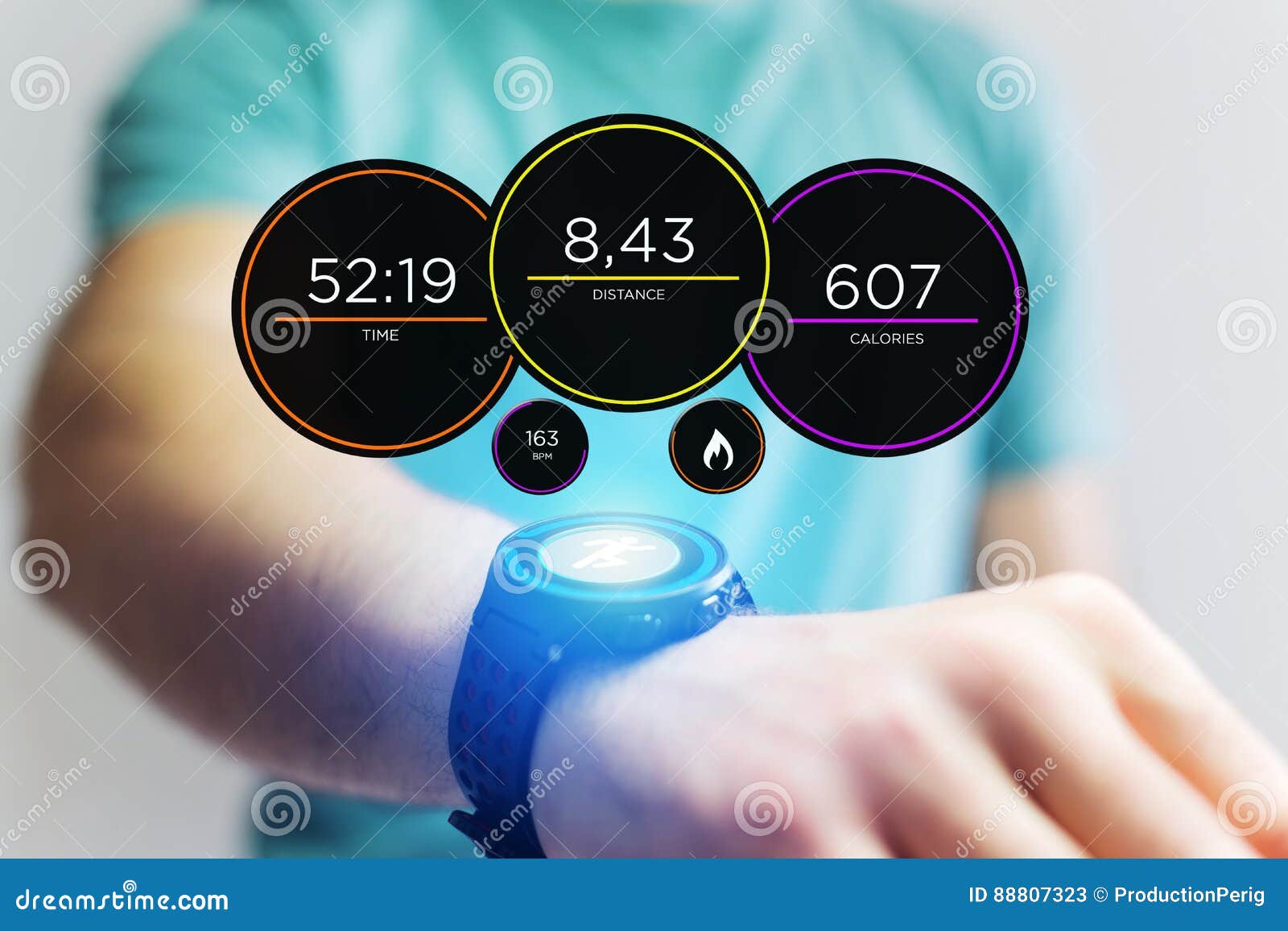 Running Interface on a Sport Smartwatch with Data Informations Stock ...