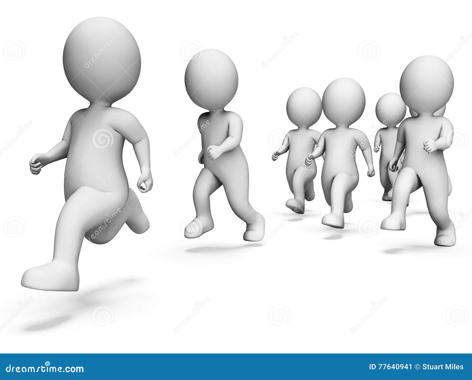 Running Jogging Shows Team Work and Characters 3d Rendering Stock ...