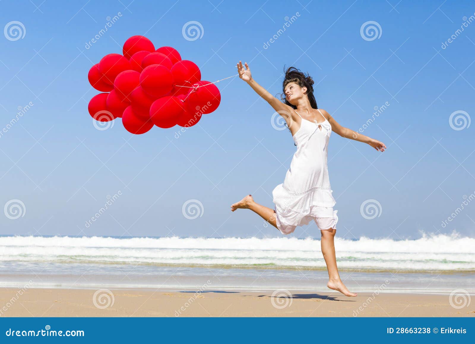 Running and Jumping with Ballons Stock Photo - Image of outdoor, female ...