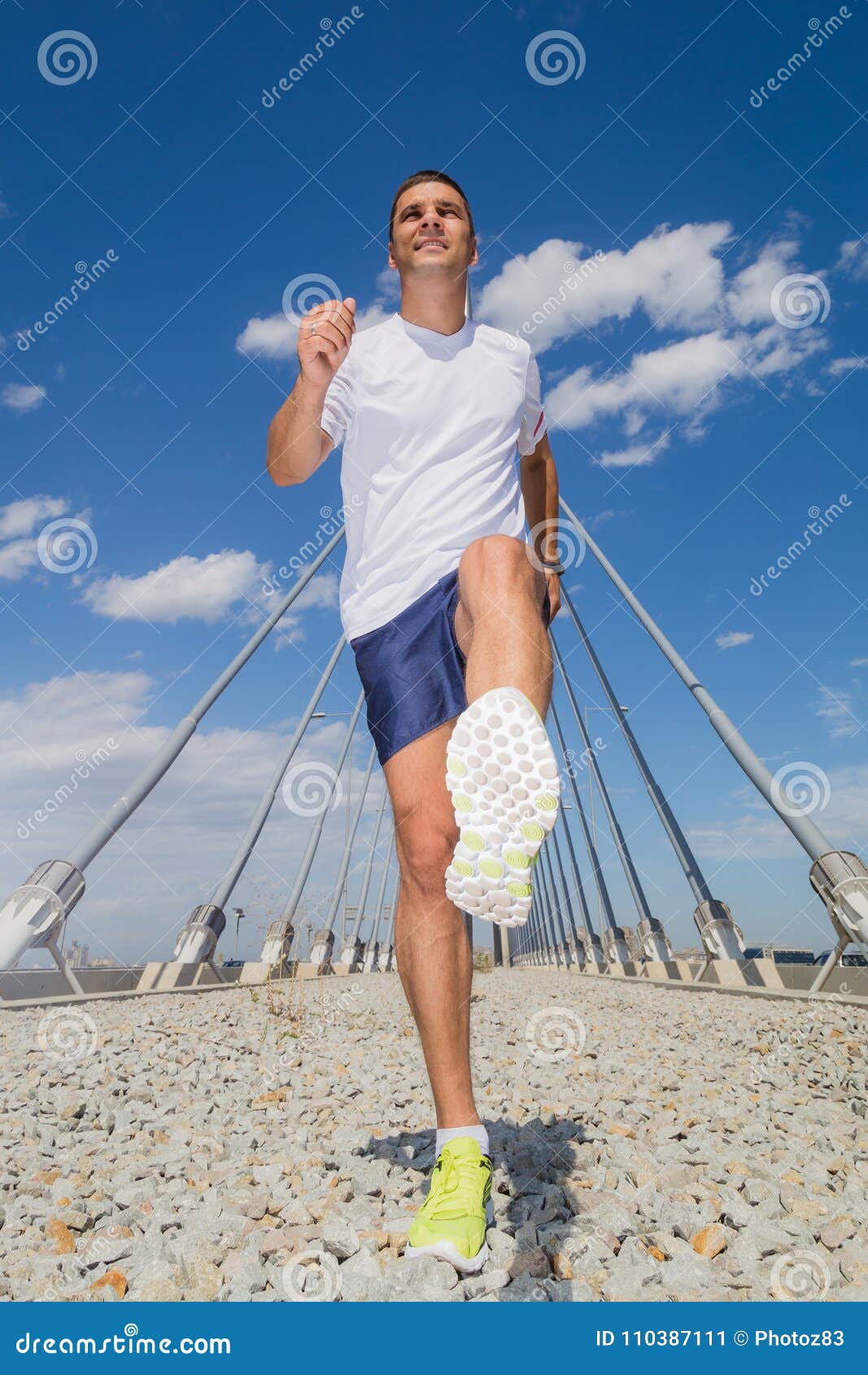Running and Jumping Over the Camera Outdoors Stock Image - Image of ...