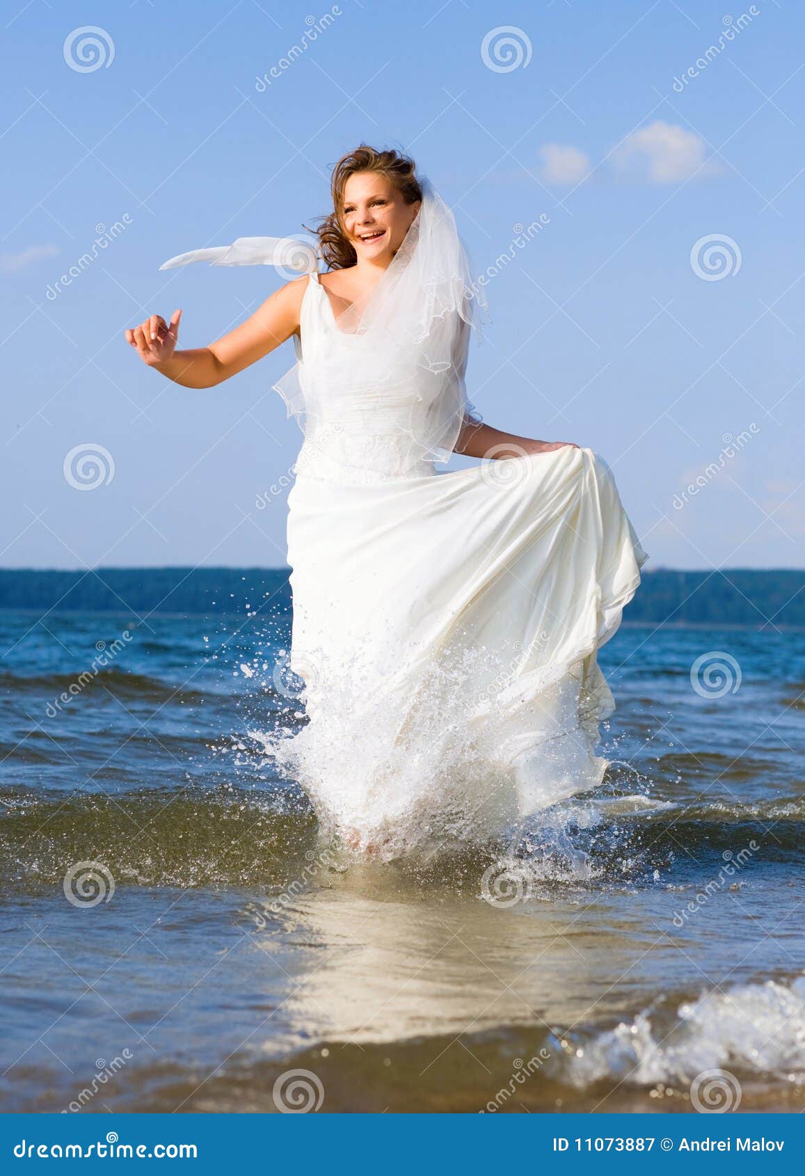 Running laughing bride stock image. Image of celebration - 11073887
