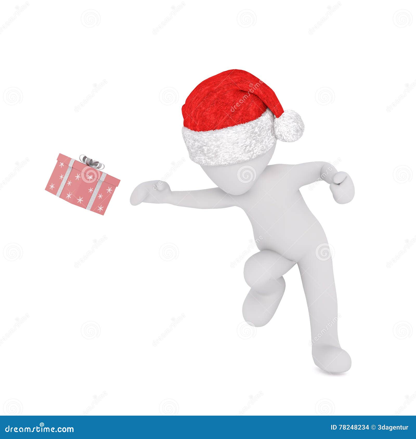 Running or Leaping Figure in Santa Hat Stock Illustration ...