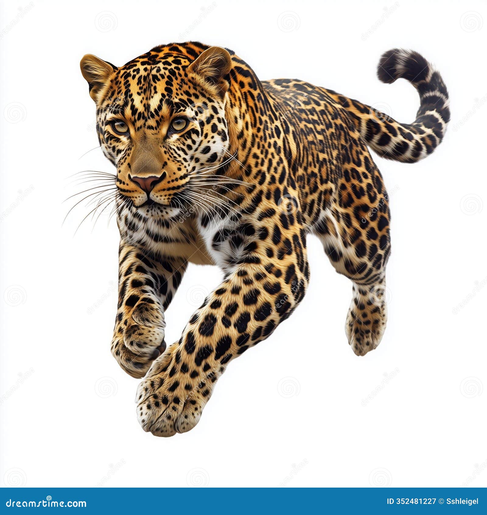 Running Leopard, Isolated White Background Stock Illustration ...