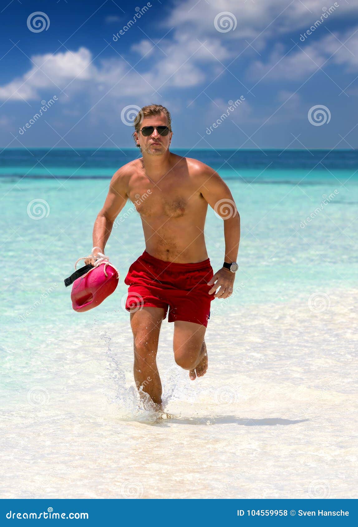 Running lifeguard stock photo. Image of blue, security - 104559958
