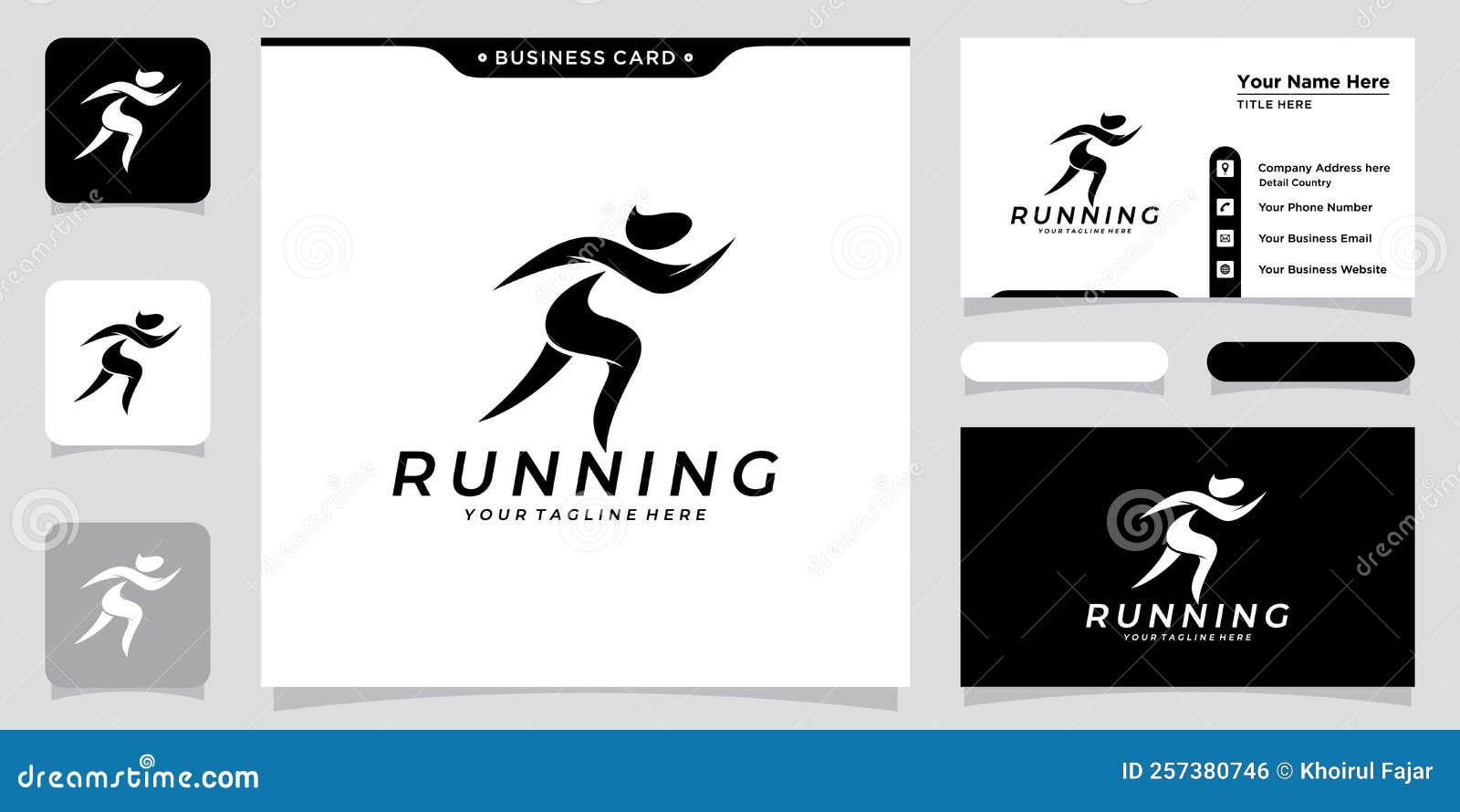 Running Logo, Jogging and Marathon Logo Template Design Stock Vector ...