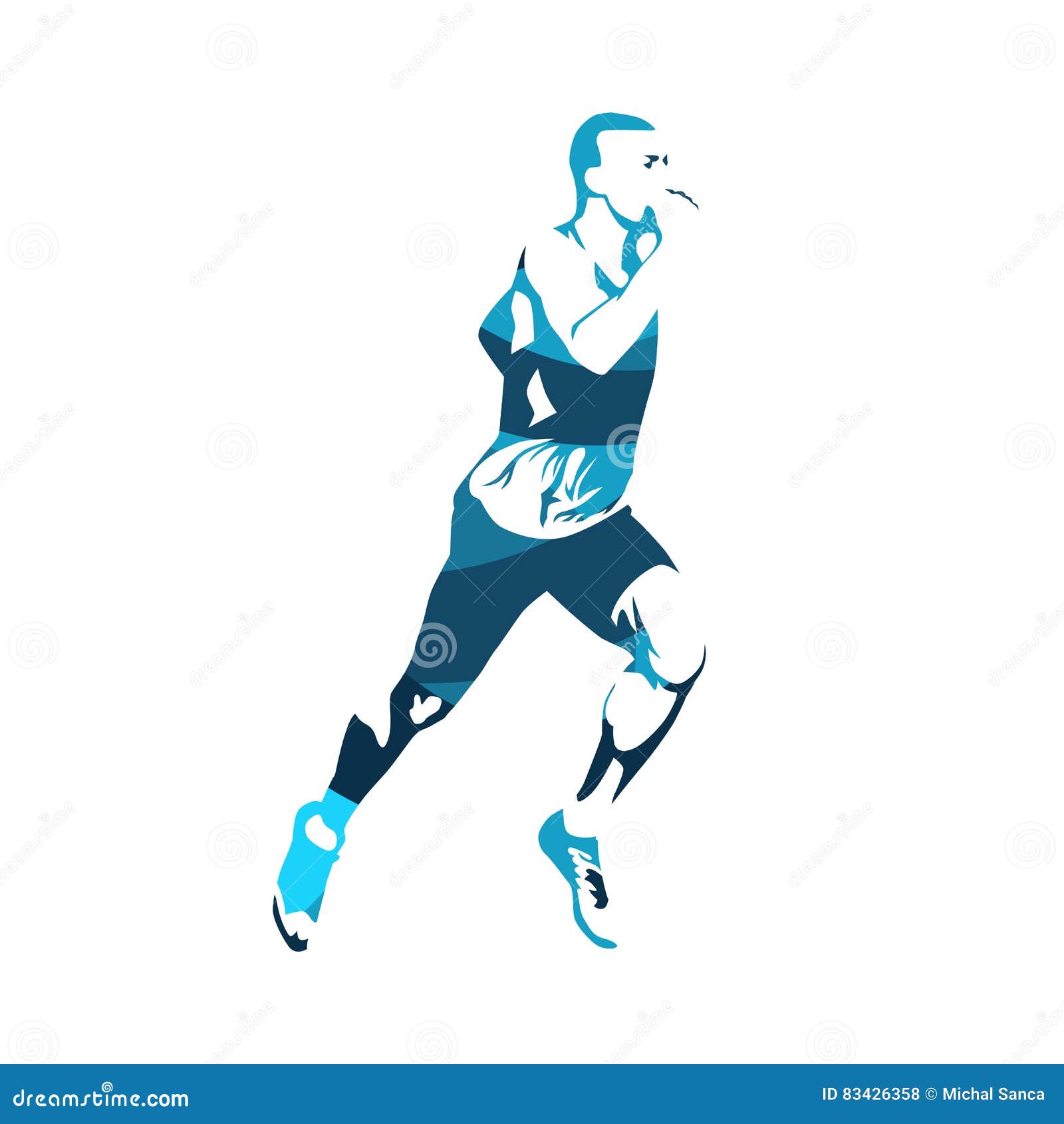 Running Man, Abstract Blue Vector Silhouette Stock Vector ...