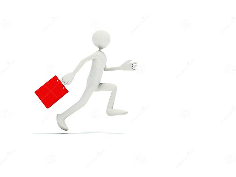 Running man with bag stock illustration. Illustration of online - 9504127