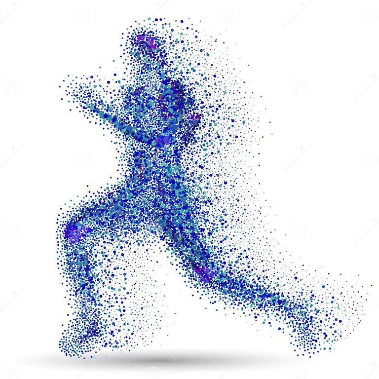 Running Man.Blue Particles Composed Runner.Abstract Vector.Running Man ...