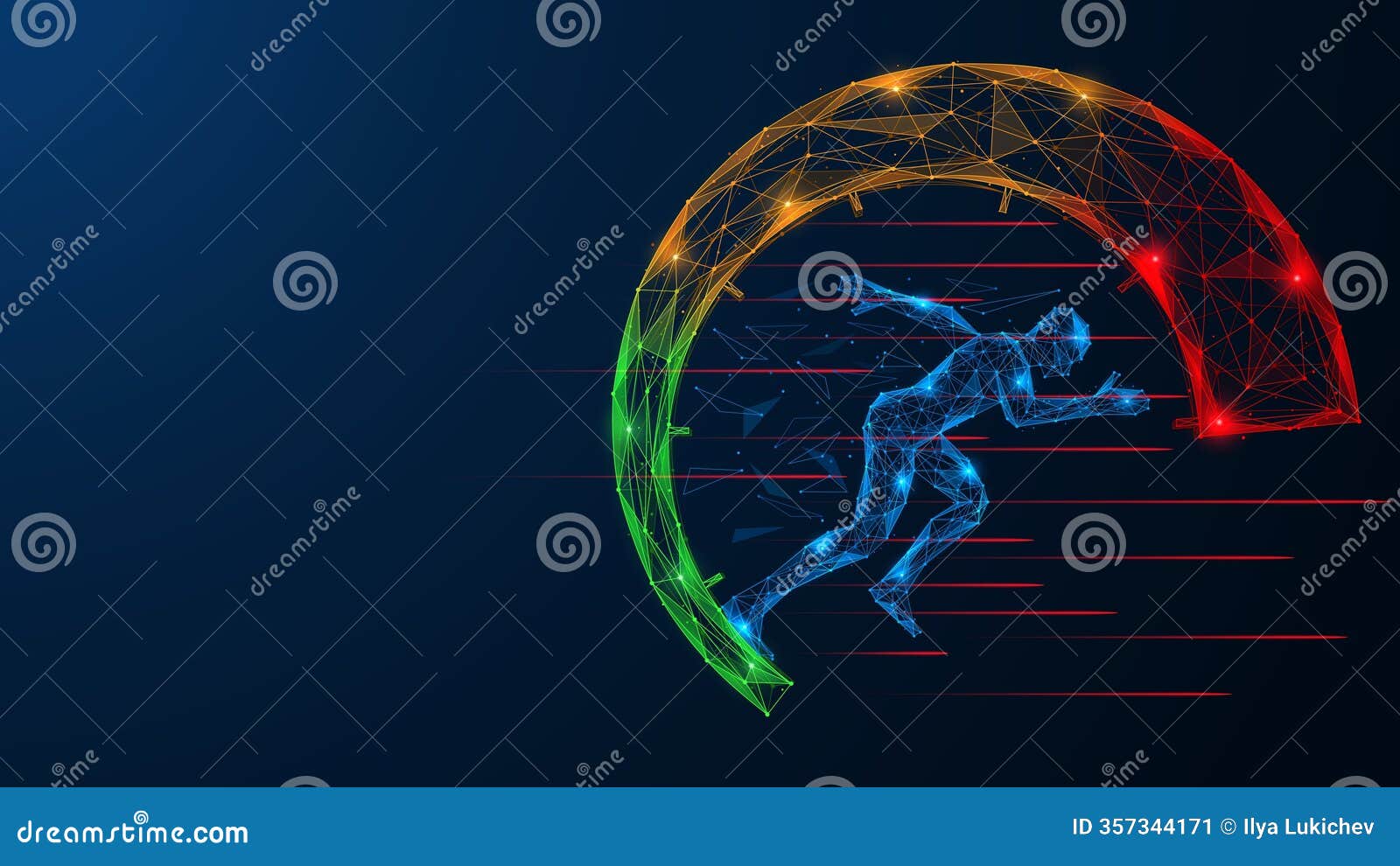 A Running Man in the Center of the Speedometer Speed Scale. Stock ...