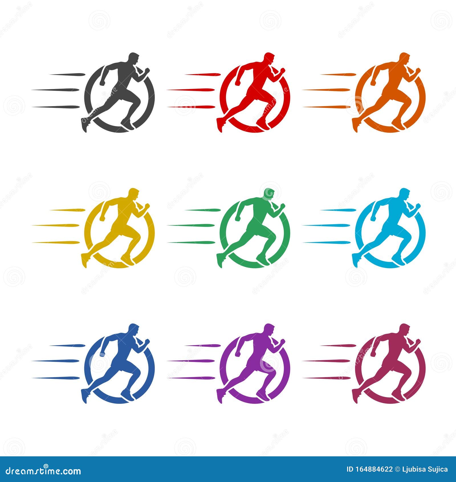 Running Man Color Icon Set on White Background Stock Vector ...