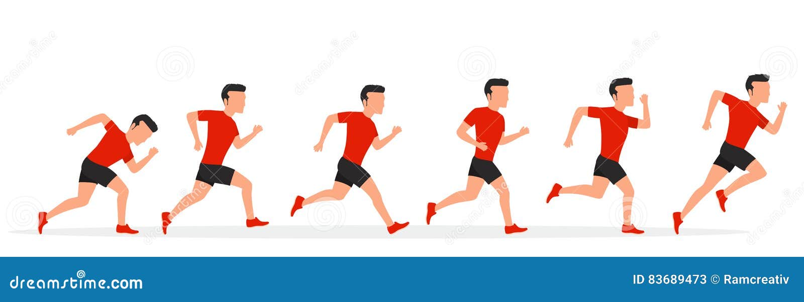 Running Man in Different Positions. Stock Vector - Illustration of ...