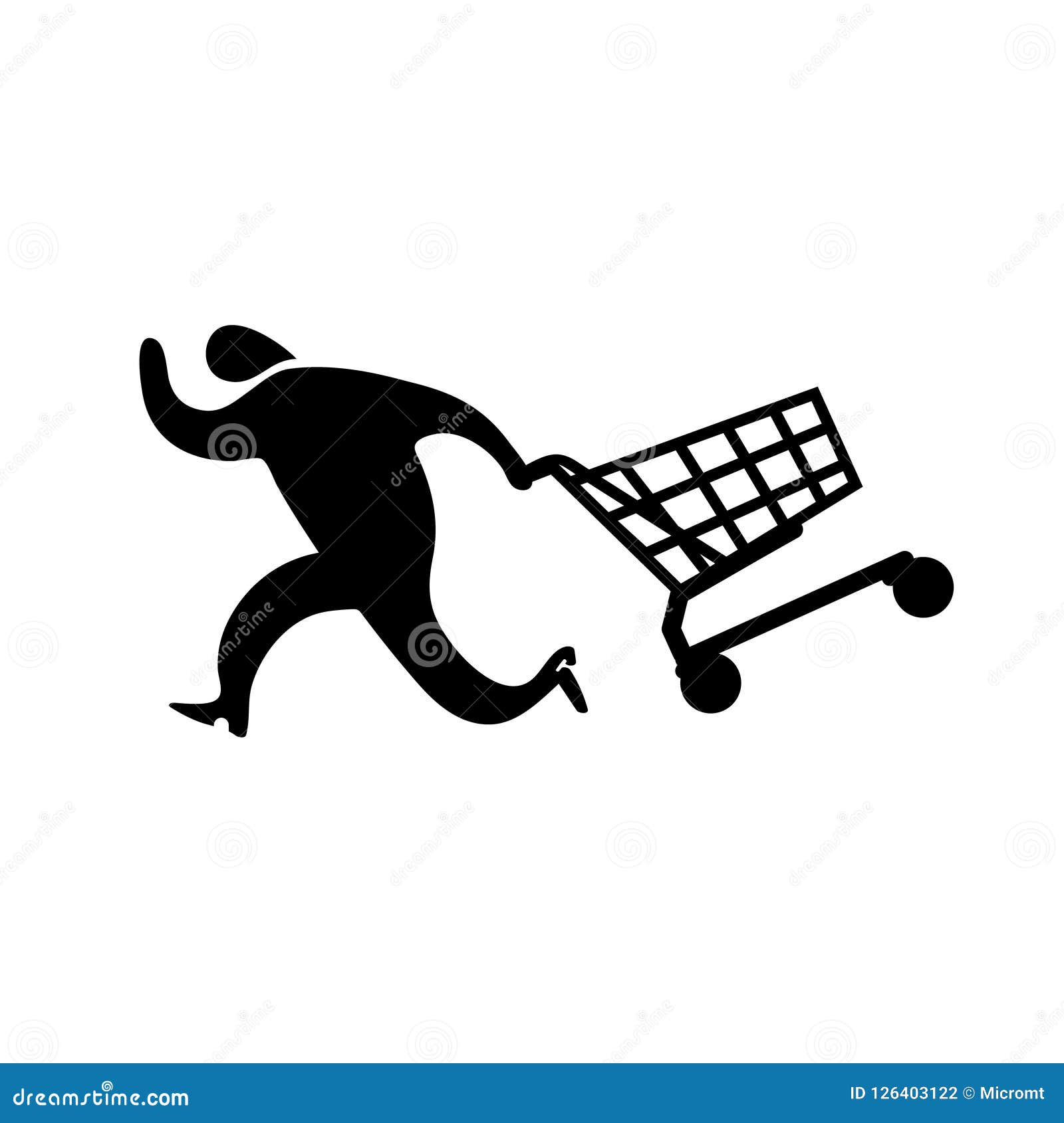 Running Man Drag Shopping Cart Icon. Vector Shopping Illustration Stock ...