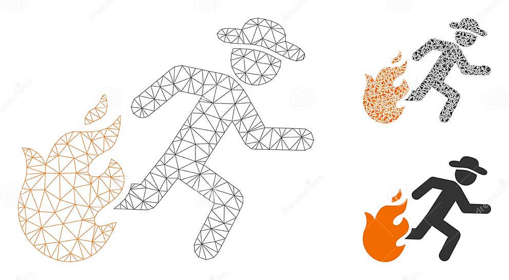 Running Man from Fire Vector Mesh Network Model and Triangle Mosaic ...