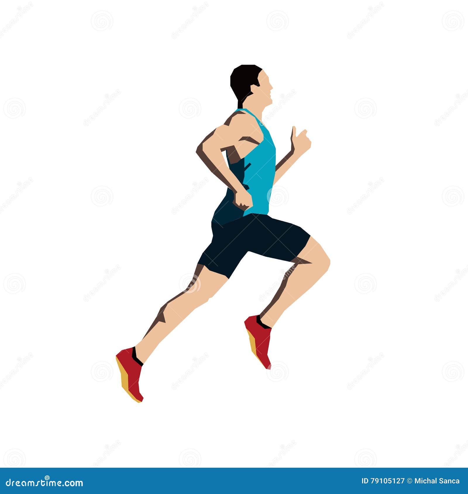 Running Man, Flat Vector Illustration Stock Vector - Illustration of ...