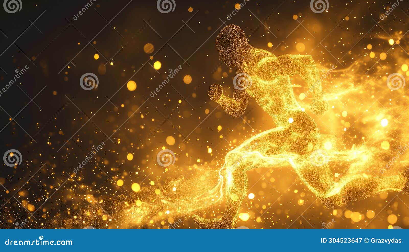 Running Man in the Form of Gold Particles Stock Illustration ...