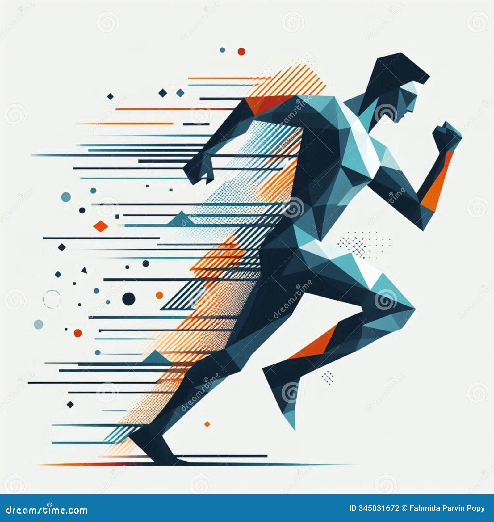 Running Man, Geometric Style, Art, White Background, Minimalist Design ...