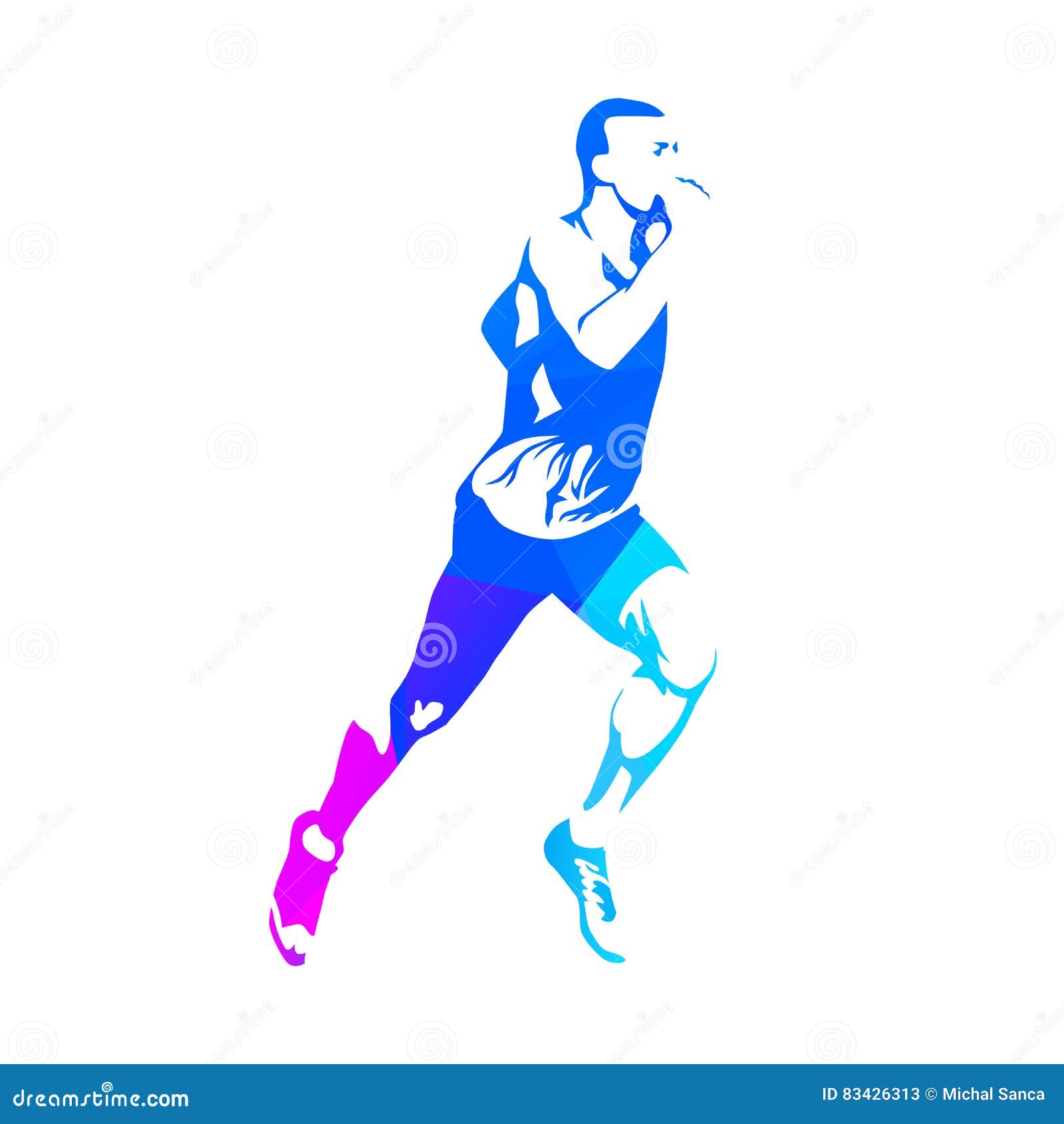 Running Man, Geometric Vector Silhouette Stock Vector - Illustration of ...