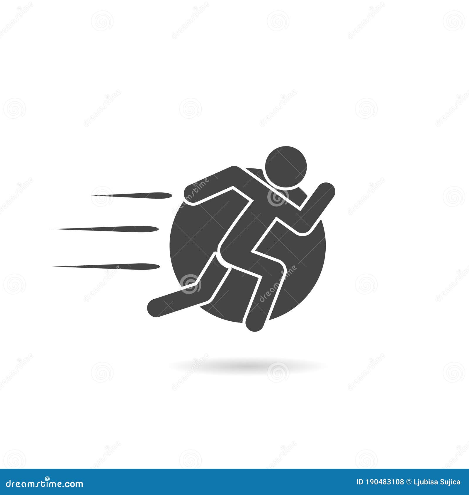 Running Man Icon with Shadow Stock Vector - Illustration of direction ...
