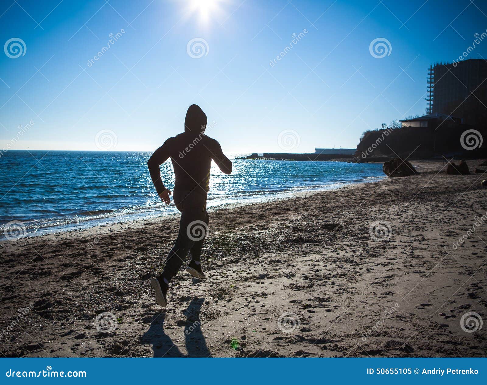 Running Man Jogging on Beach. Stock Image - Image of outdoors, model ...