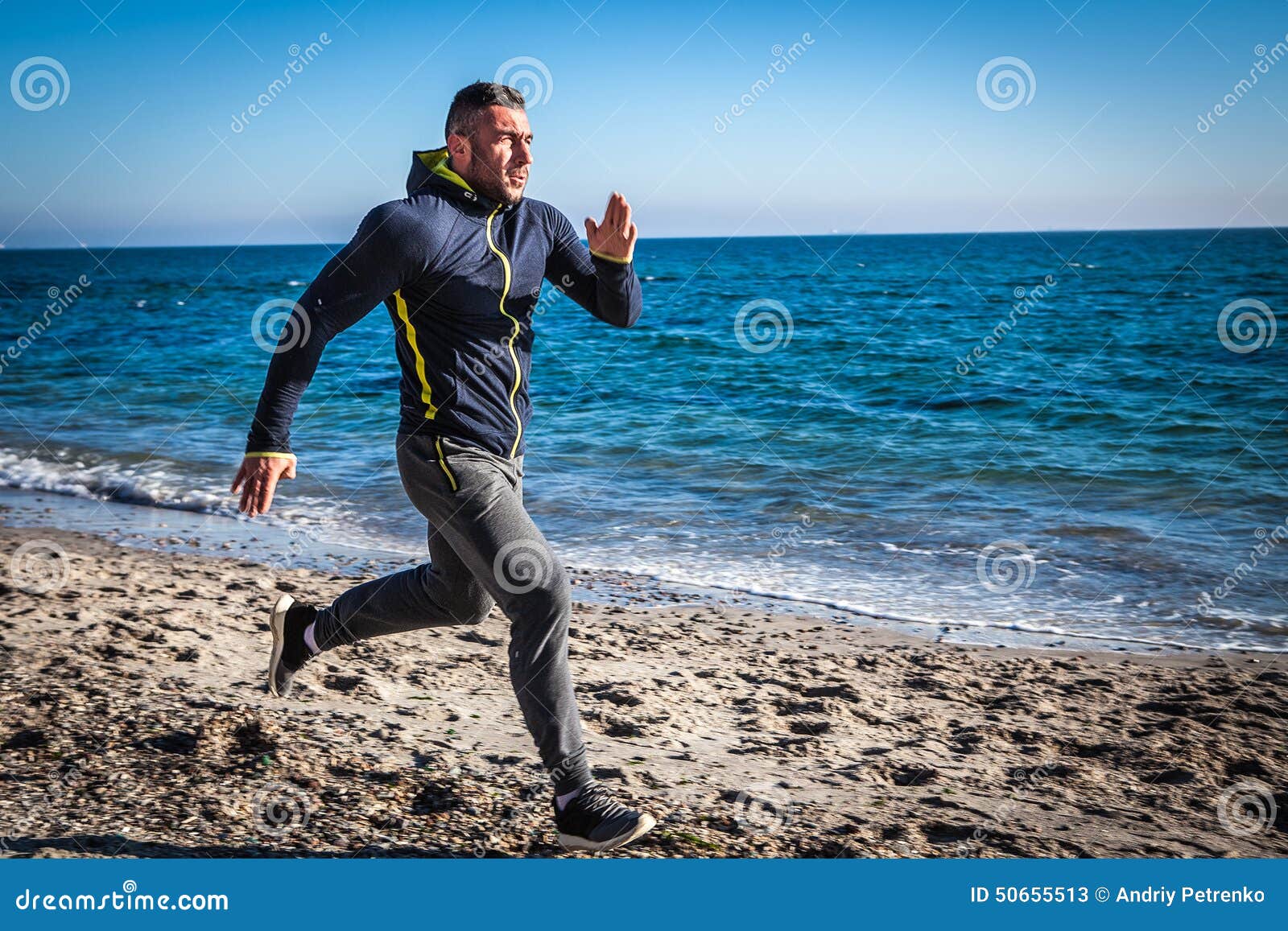 Running Man Jogging on Beach. Stock Image - Image of healthy, jogger ...