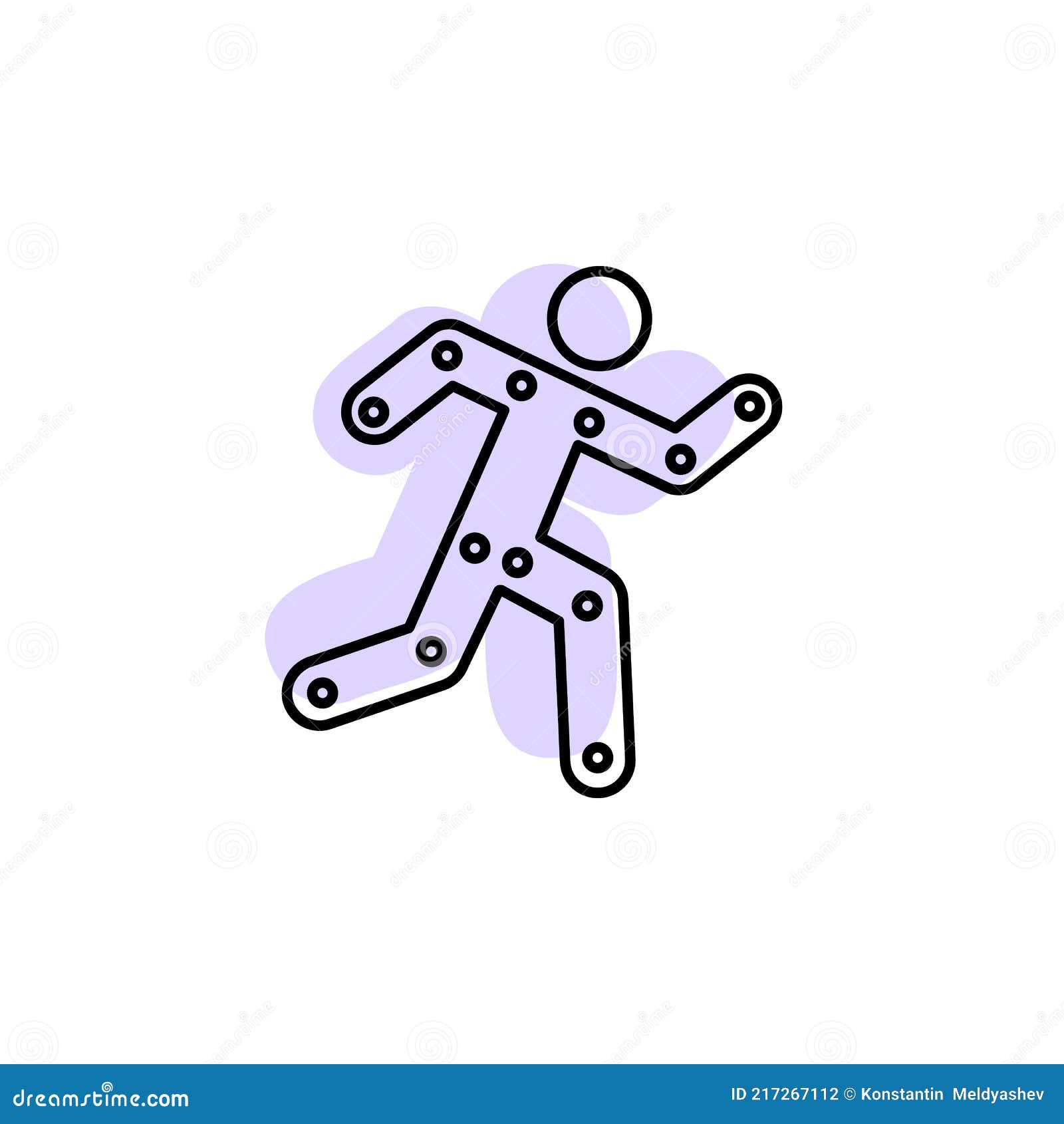 Running, Man, Limbs, Points with Color Shadow Vector Icon in Bone ...
