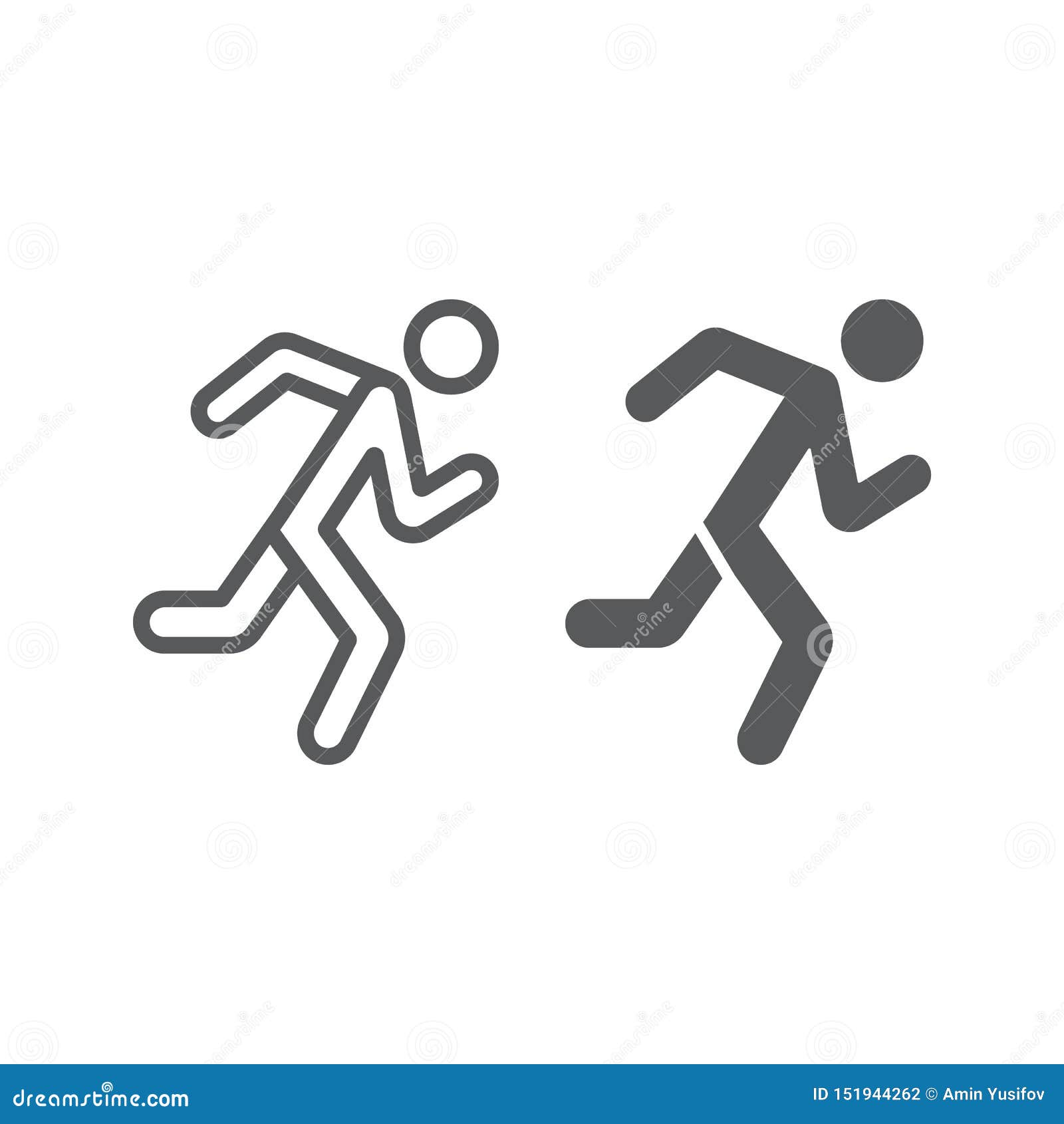 Running Man Line and Glyph Icon, Sport and Jogging, Runner Sign, Vector ...