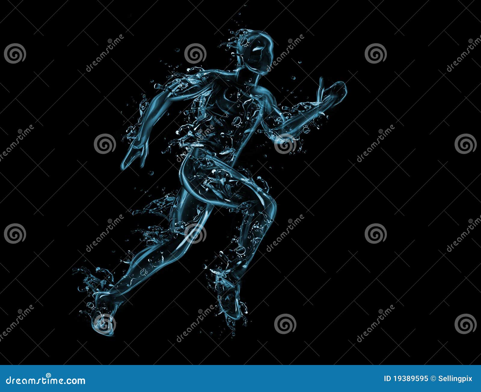 Running Man Liquid Artwork on Black Stock Illustration - Illustration ...