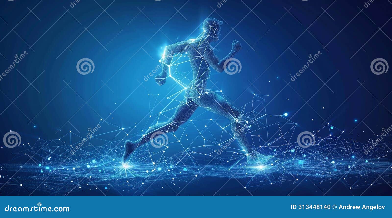 Running Man Low Poly Art. Exercise or Marathon Run Polygonal ...